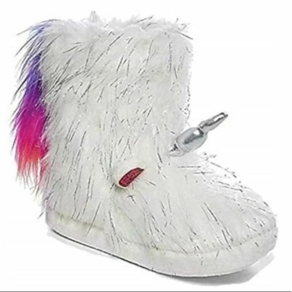 Justice | Shoes | Justice Girls Unicorn Rainbow Fur Slipper Boots 2 ...